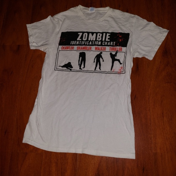 Tops | Zombie Identification Chart White Tshirt | Poshmark